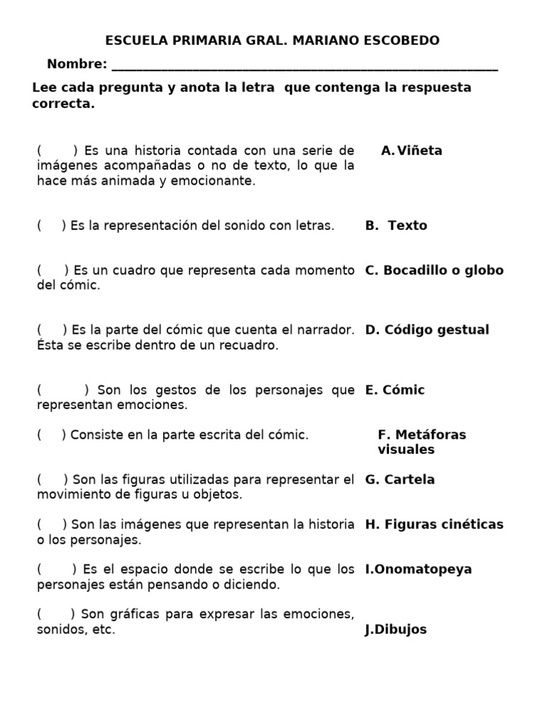 Examen de Los Elementos Del Cómic | PDF