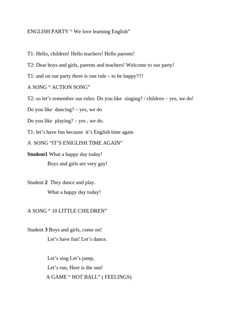 English Party: Fun Learning Activities | PDF