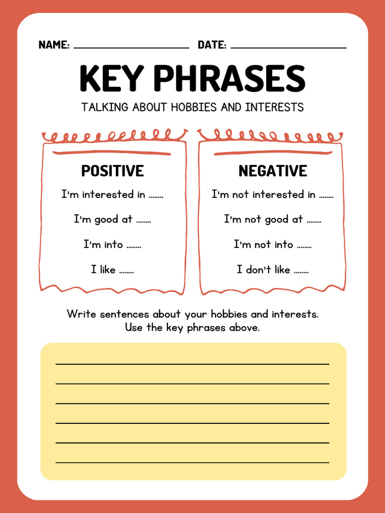Hobbies and Interests Key Phrases Guide | PDF
