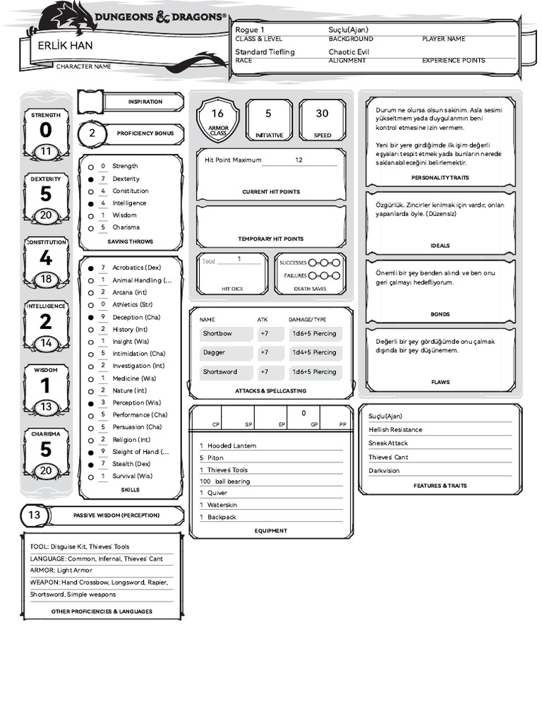 Chaotic Evil Tiefling Rogue Stats | PDF | D20 System | Gary Gygax Games