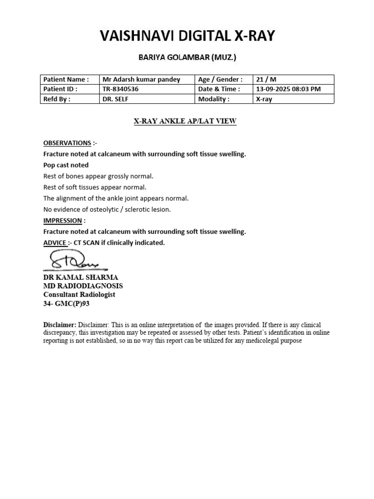 MR Adarsh Kumar Pandey - ANKLE AP & LATERAL | PDF