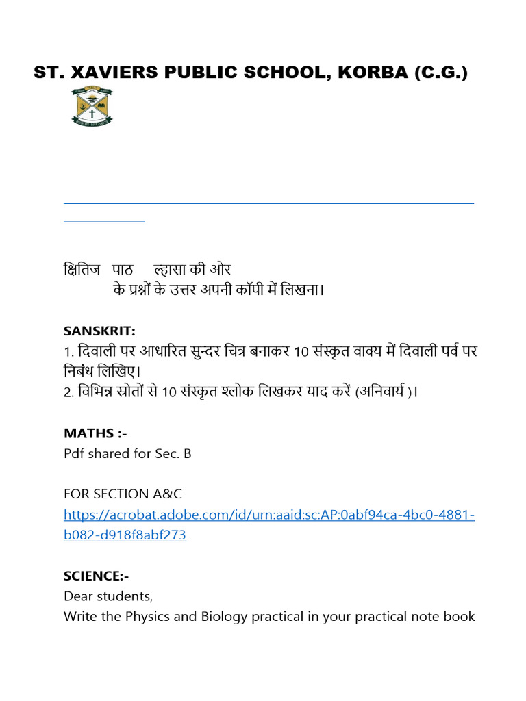 Class IX Diwali Homework Guide | PDF
