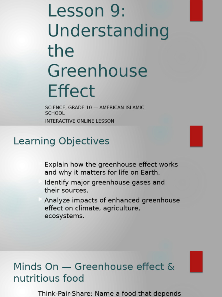 Lesson 9 - Greenhouse Effect Presentation | PDF | Greenhouse Effect ...