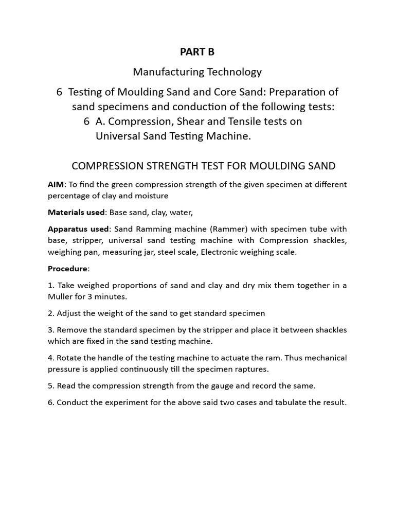 Moulding Sand Strength Testing Methods | PDF | Mechanical Engineering ...