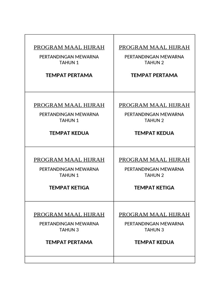 Label Hadiah Program Maal Hijrah | PDF