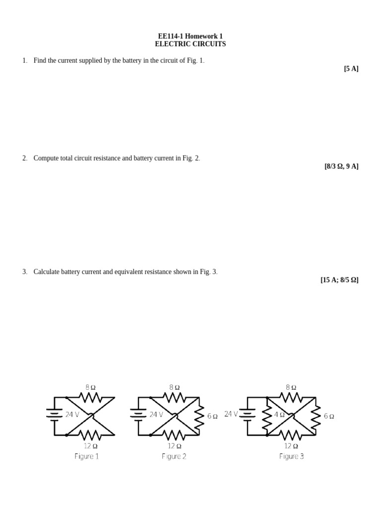 EE114-1 Homework 1 | PDF | Series And Parallel Circuits | Resistor