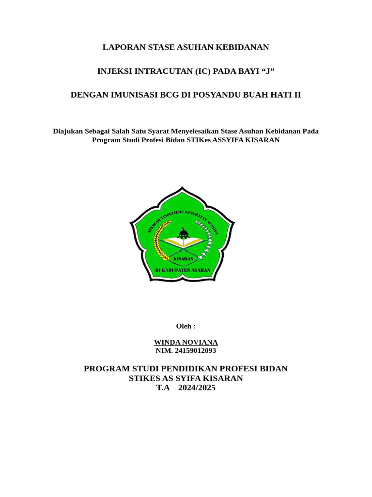 Injeksi Intracutan BCG pada Bayi di Posyandu | PDF