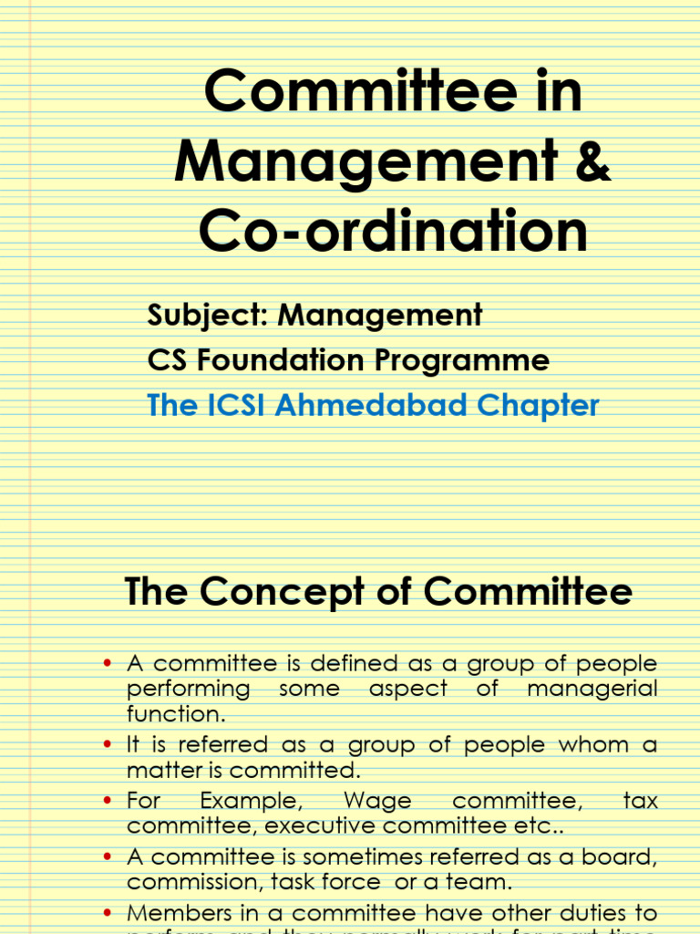 Committee in Management Co-Ordination | PDF | Committee | Business