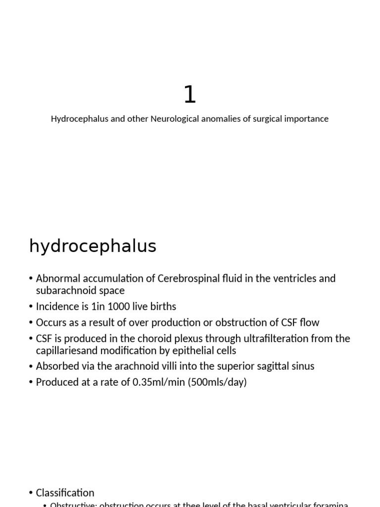 Hydrocephalus and Other Neurological Anomalies of Surgical Importance ...