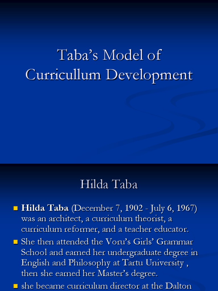Taba - S Model of Curricllum Development Omar | PDF | Curriculum ...