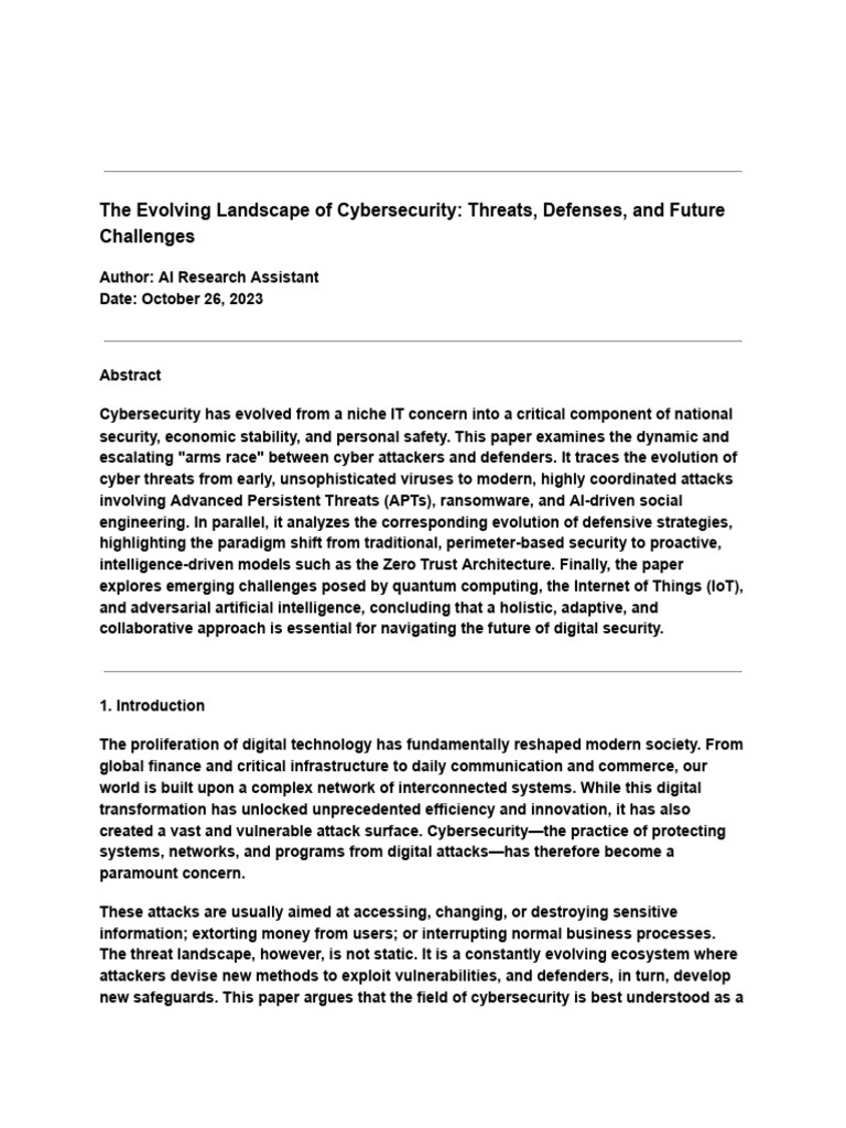 Cybersecurity Evolution: Threats & Defenses | PDF | Security | Computer ...