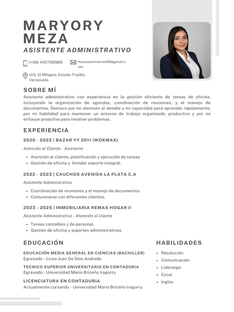Curriculum Asist. Virtual Maryory Meza | PDF