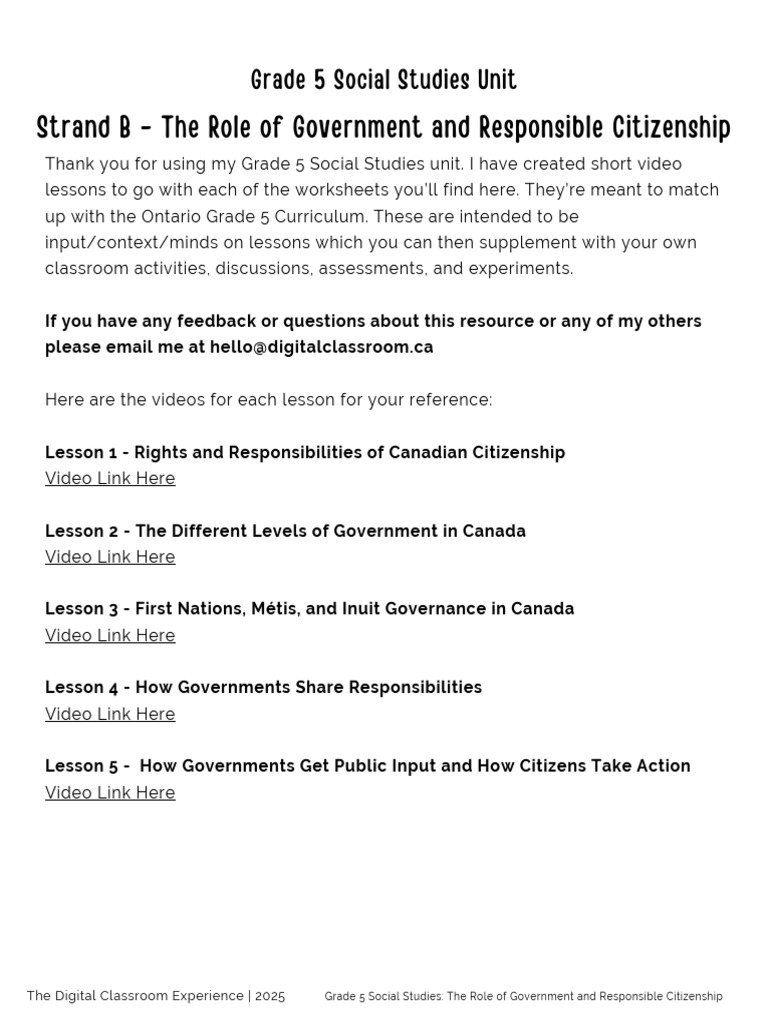 Grade 5 Citizenship & Government Unit | PDF | Provinces And Territories ...