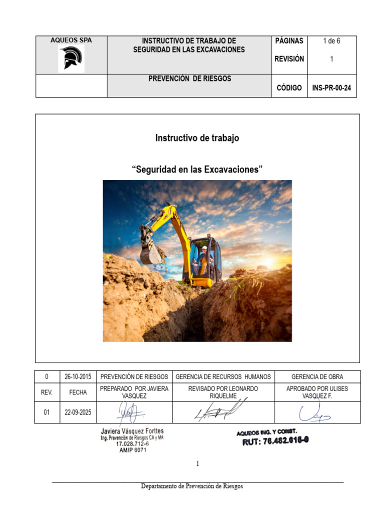 24. Instruc Seguridad Excavaciones Ins-pr-00-24 | PDF