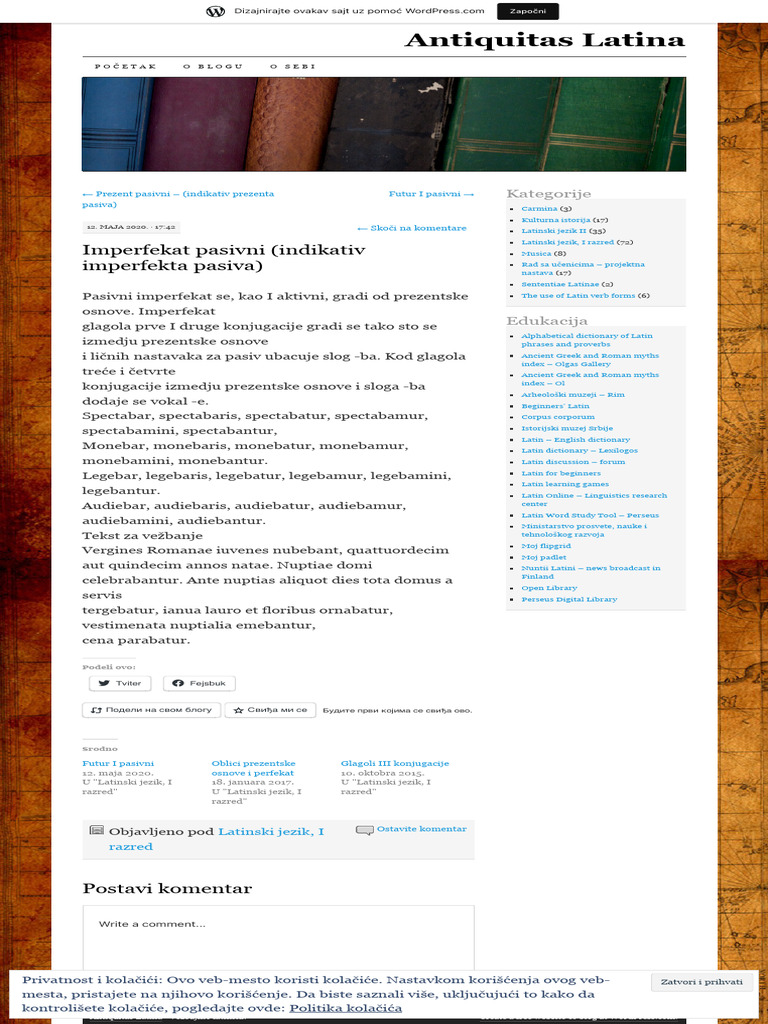 Imperfekat Pasivni (Indikativ Imperfekta Pasiva) Antiquitas Latina | PDF
