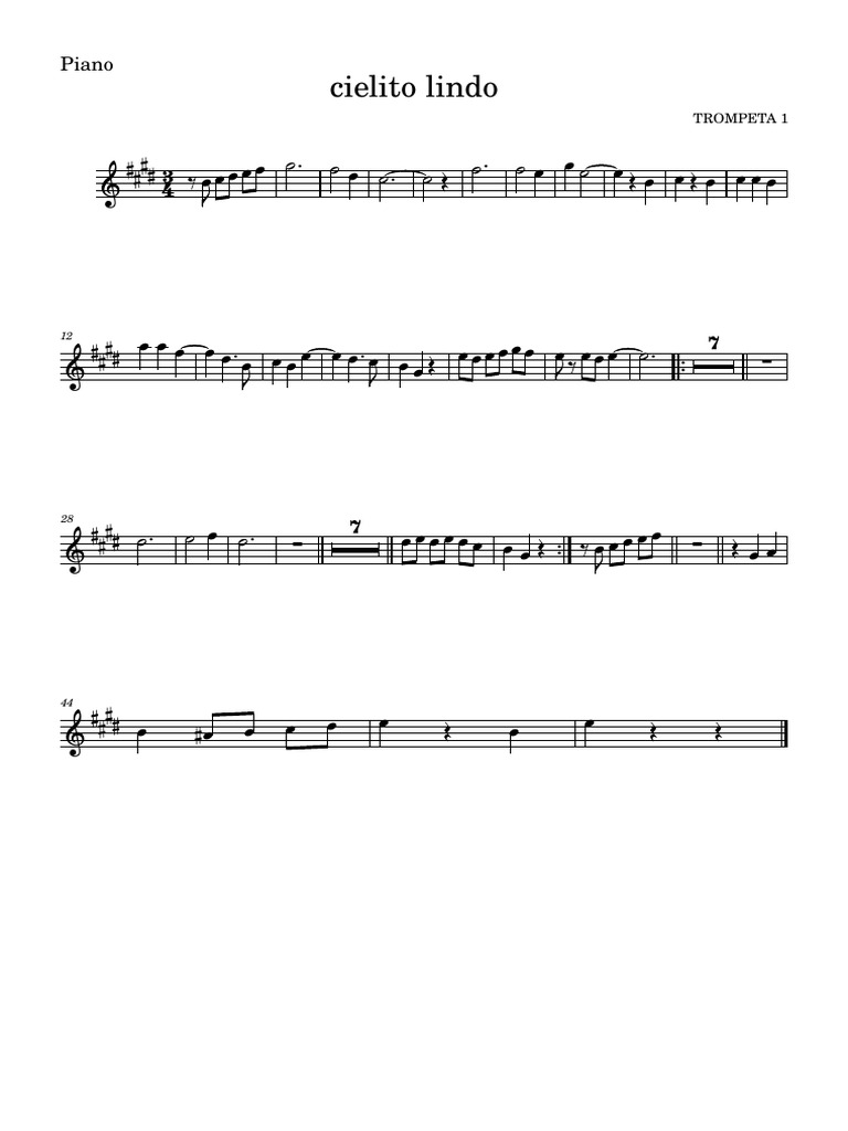 Cielito Lindo Piano Sheet Music | PDF
