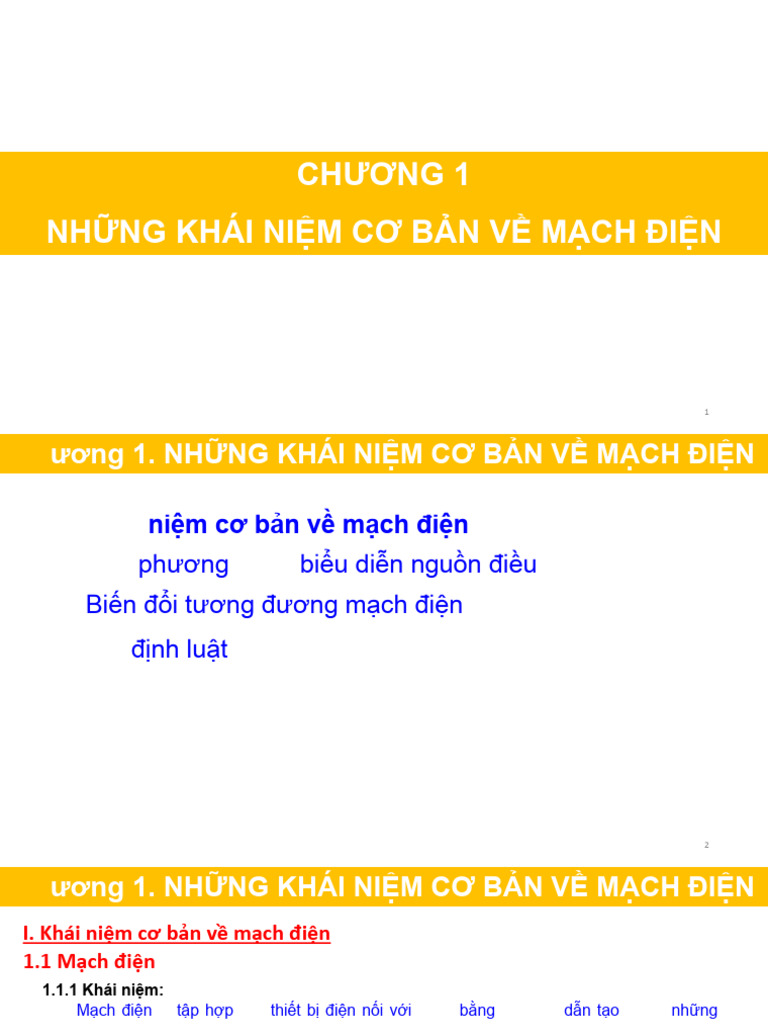Chương 1 Khai Niem Co Ban Ve Mach Dien - Giang Day | PDF
