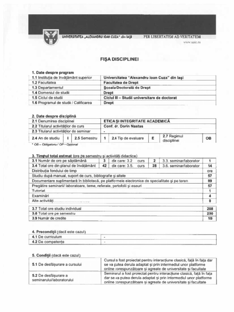 Etica Si Integritatea Academica | PDF