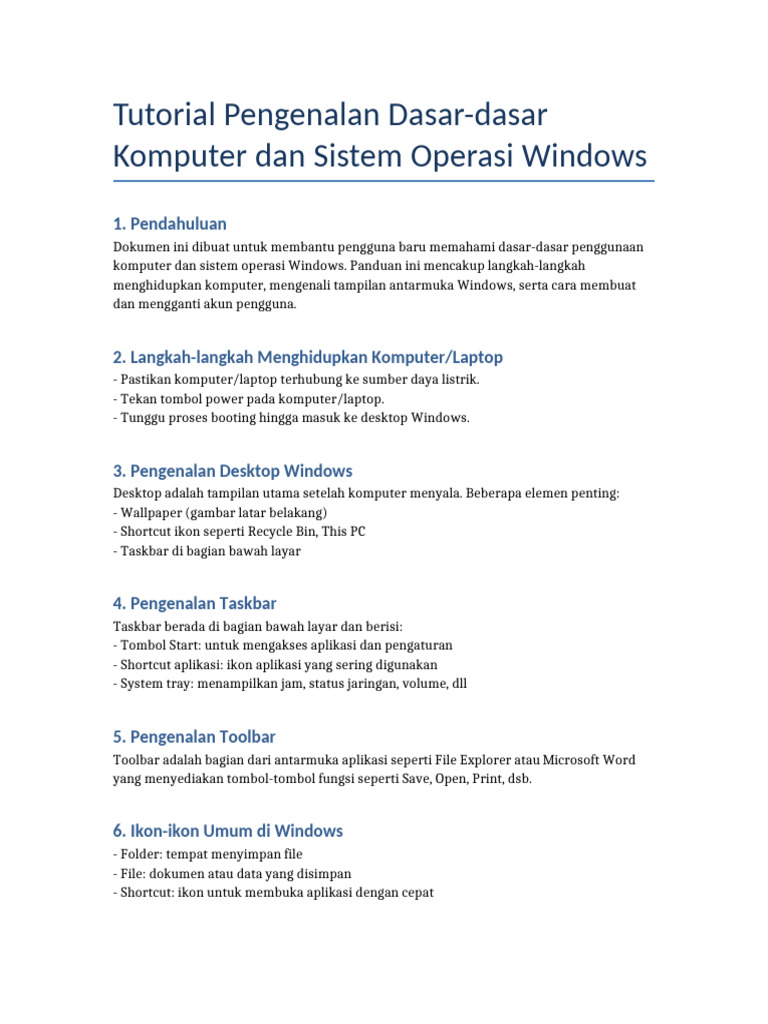 Panduan Dasar Komputer dan Windows | PDF