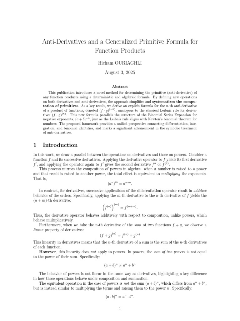 Publication Anti Derivative Formula N | PDF | Derivative | Summation