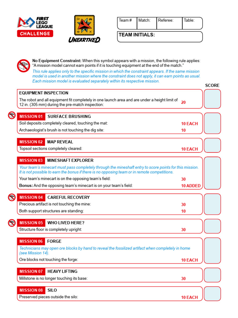 FLL 2025 Game Inspection Guidelines | PDF