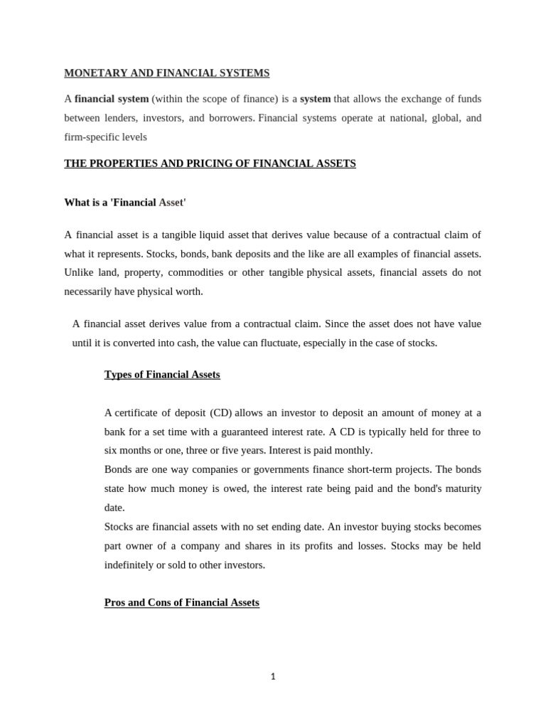 The Properties and Pricing of Financial Assets-Ori | PDF | Money ...