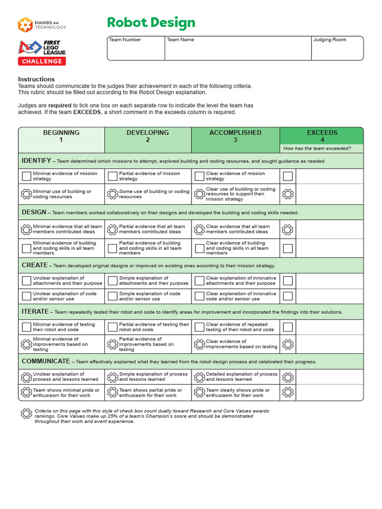 FLL Challenge 2025-26 Evaluation Robot Design-1 | PDF