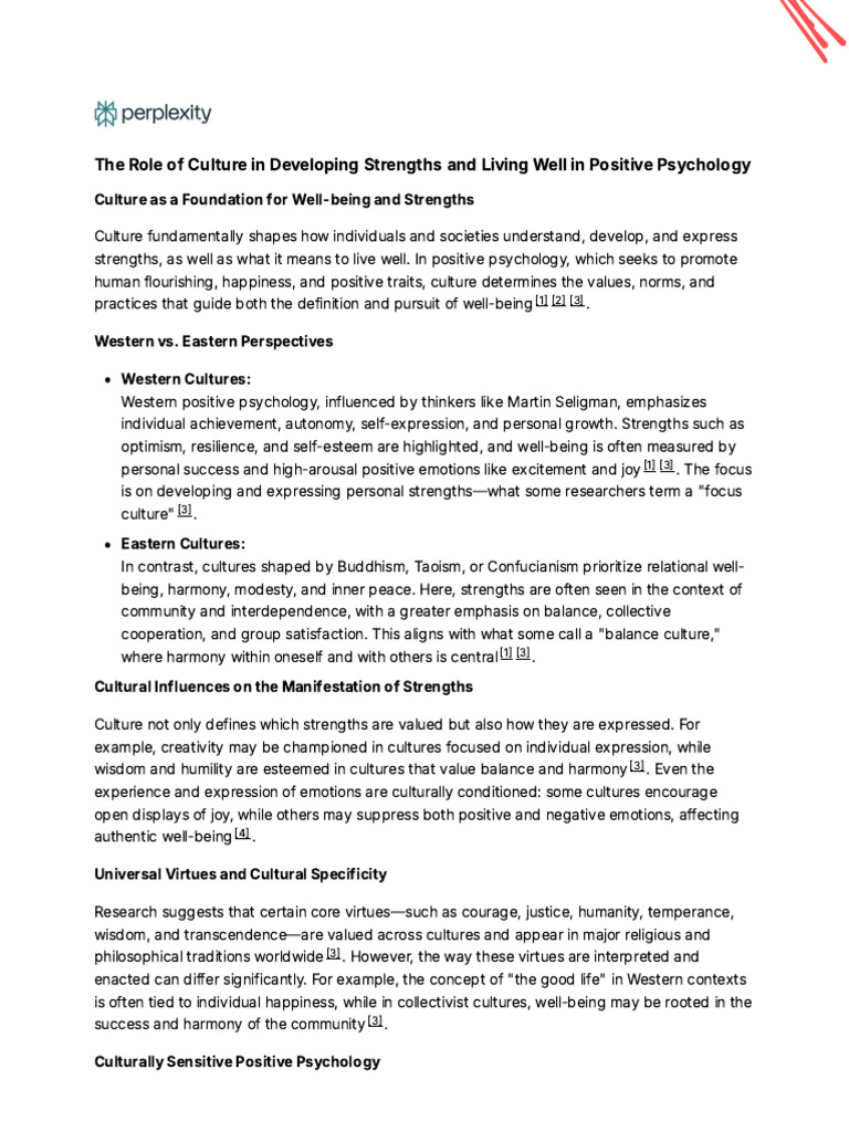 Cultural Impact on Well-being and Strengths | PDF | Psychological ...
