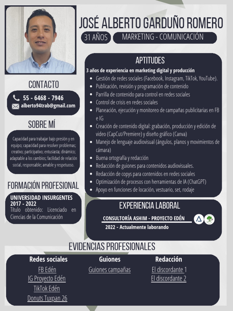 CV José Alberto Garduño Romero | PDF | Comunicación humana | Informática
