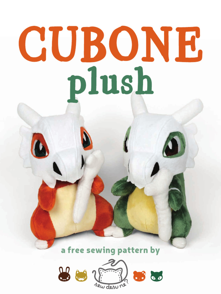 Free Cubone Plush Sewing Pattern | PDF | Sewing | Seam (Sewing)