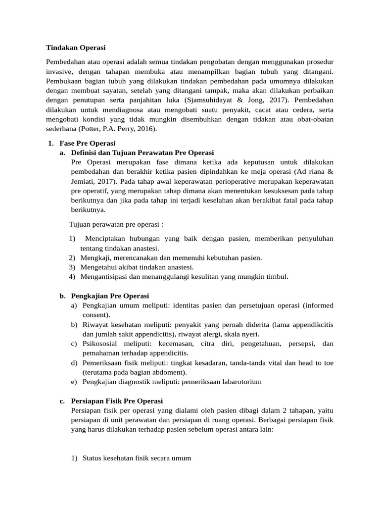 Panduan Lengkap Tindakan Operasi | PDF