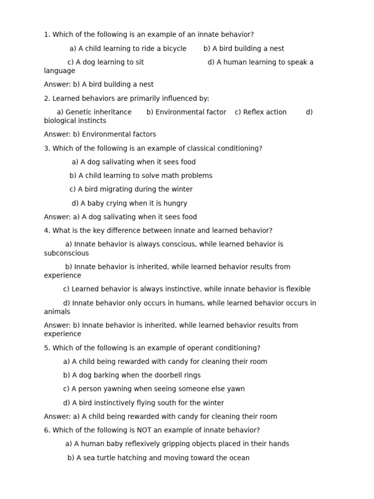 Innate vs Learned Behaviors Explained | PDF | Hypoglycemia | Diabetes