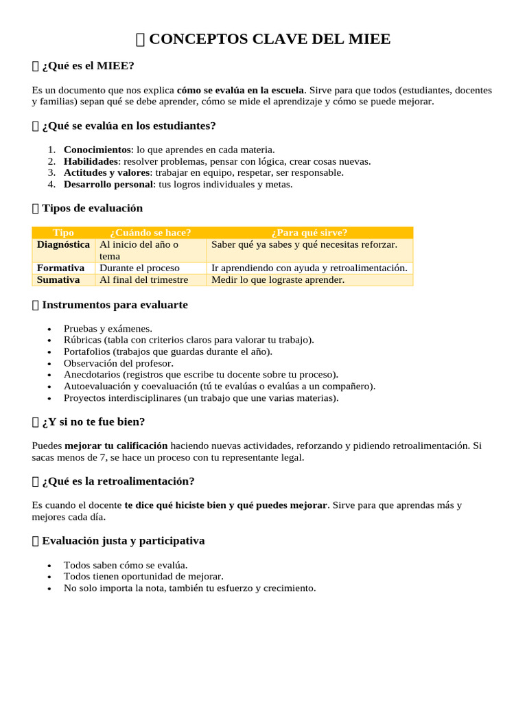 ? Conceptos Clave Del Miee | PDF | Evaluación