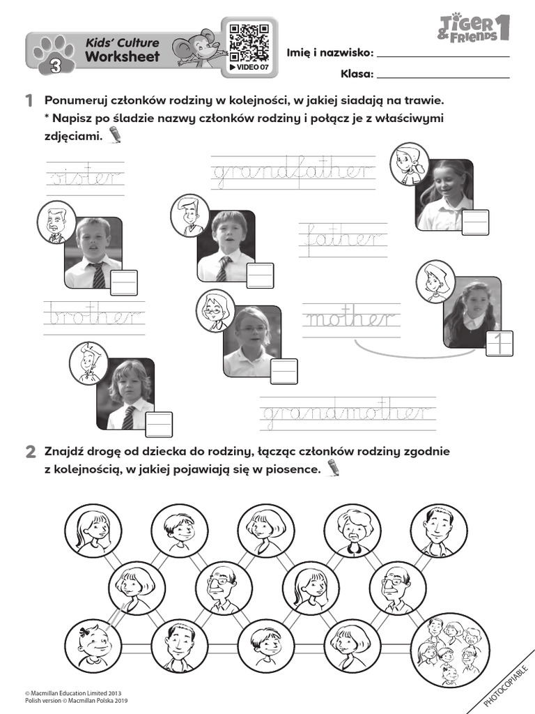 Tiger&Friends 1 TRF Kids' Culture Worksheet Unit 3 | PDF