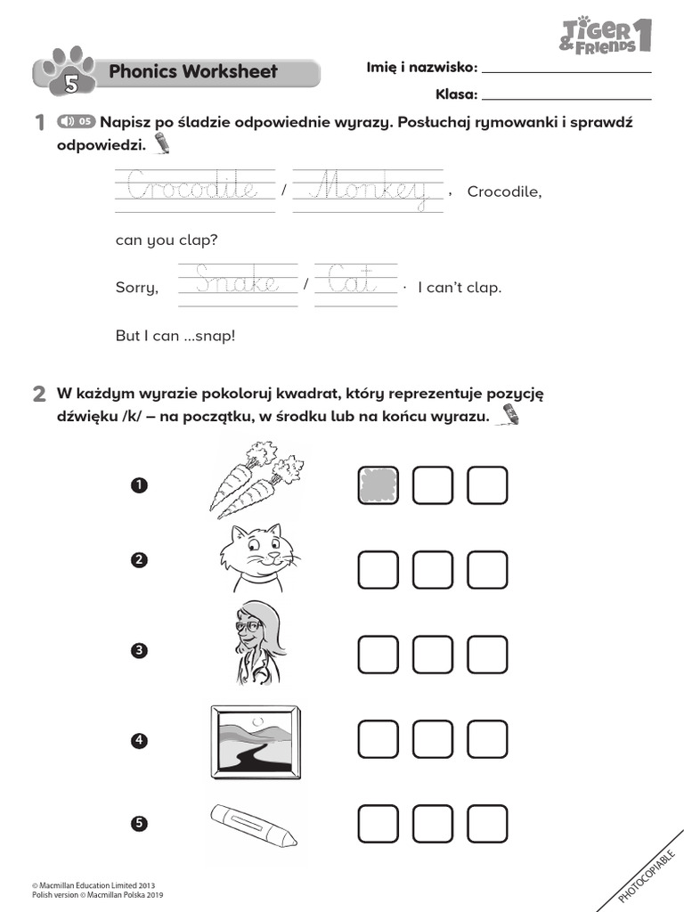 Tiger&Friends 1 TRF Unit 5 Phonics | PDF