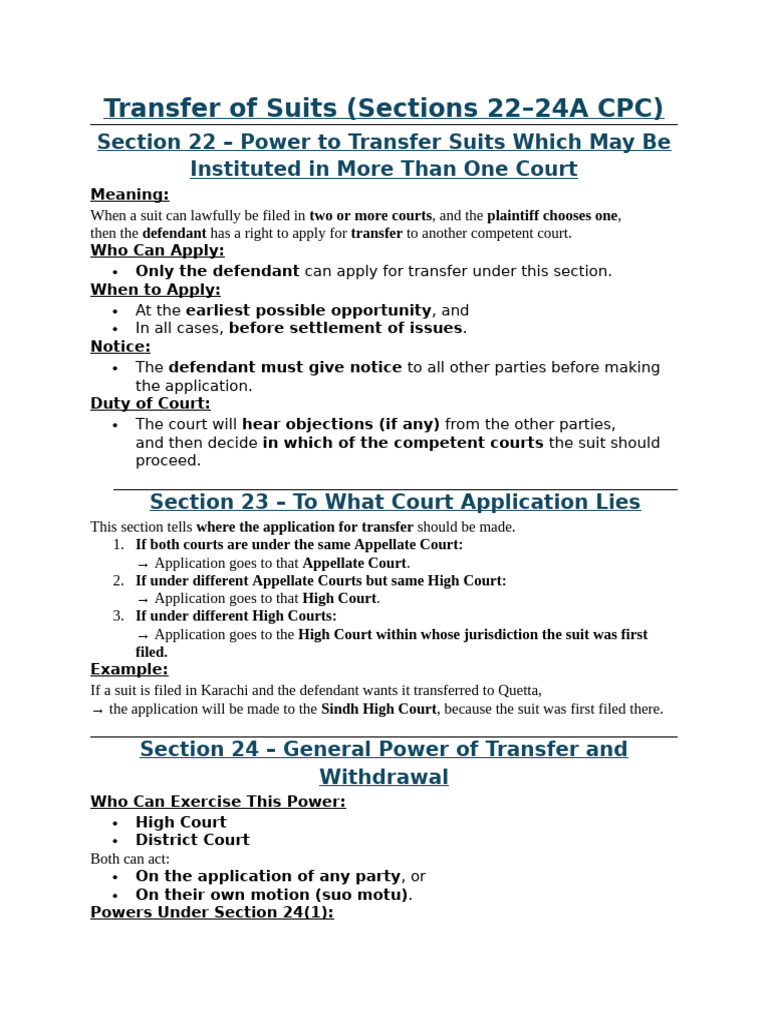 Transfer of Suits Under CPC Explained | PDF | Lawsuit | Common Law