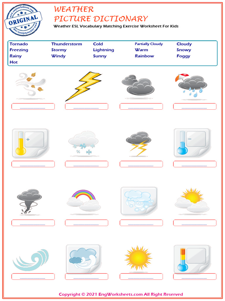 Weather Vocabulary Worksheet for Kids | PDF | Storms | Natural Events