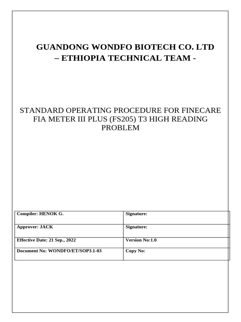 Sop 3.1 03 Fs205 t3 High Reading Problem | PDF