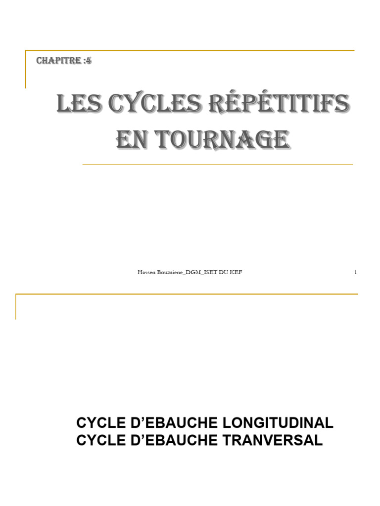 Cycles Répétitifs en Tournage CNC | PDF