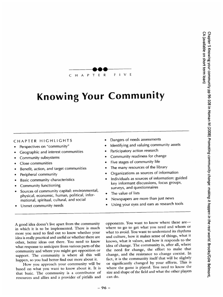 CH 5 Knowing Your Community | PDF