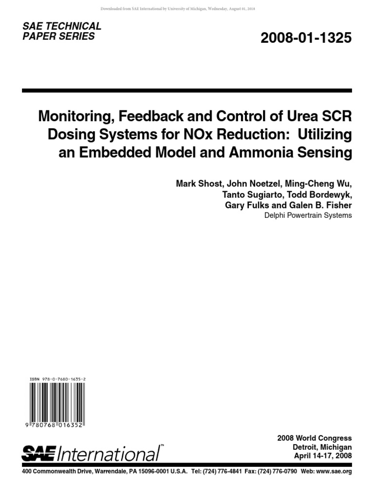Monitoring, Feedback and Control of Urea SCR | PDF