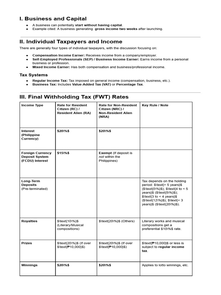 Income Taxation Notes Session 2 | PDF | Taxes | Income Tax