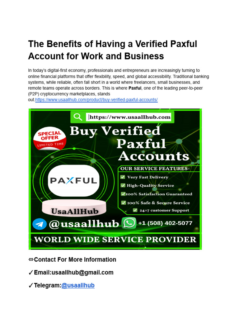 The Benefits of Having A Verified Paxful Account For Work and Business | PDF | Cryptocurrency ...