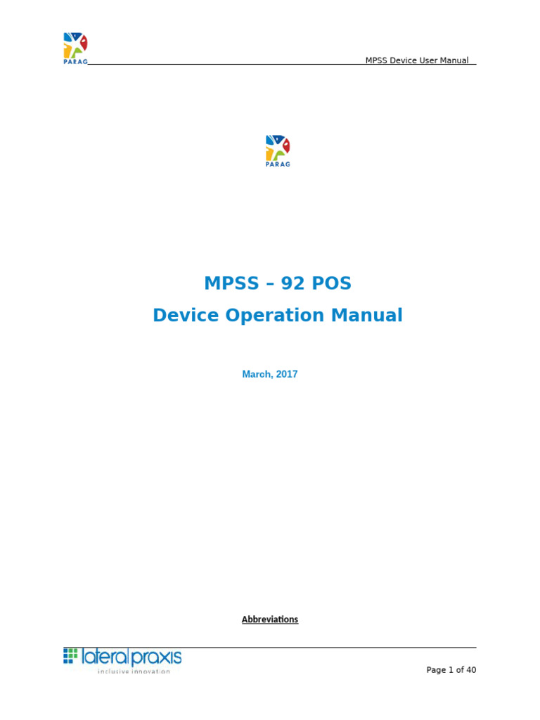 Device Operation Manual | PDF | Point Of Sale | Password