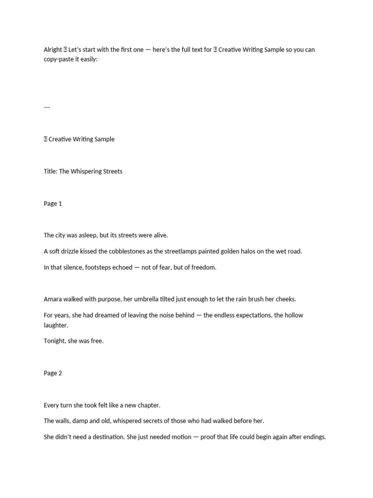 Creative Writing Examples With 2 Pages | PDF