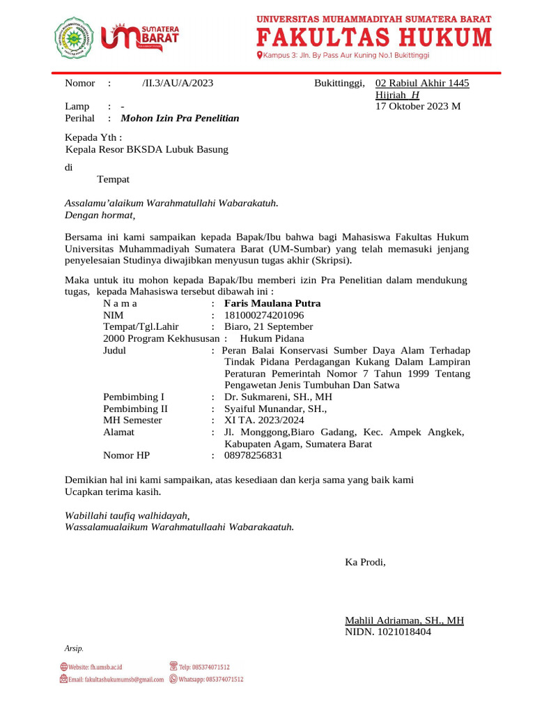 Faris Maulana Putra Pra Penelitian | PDF