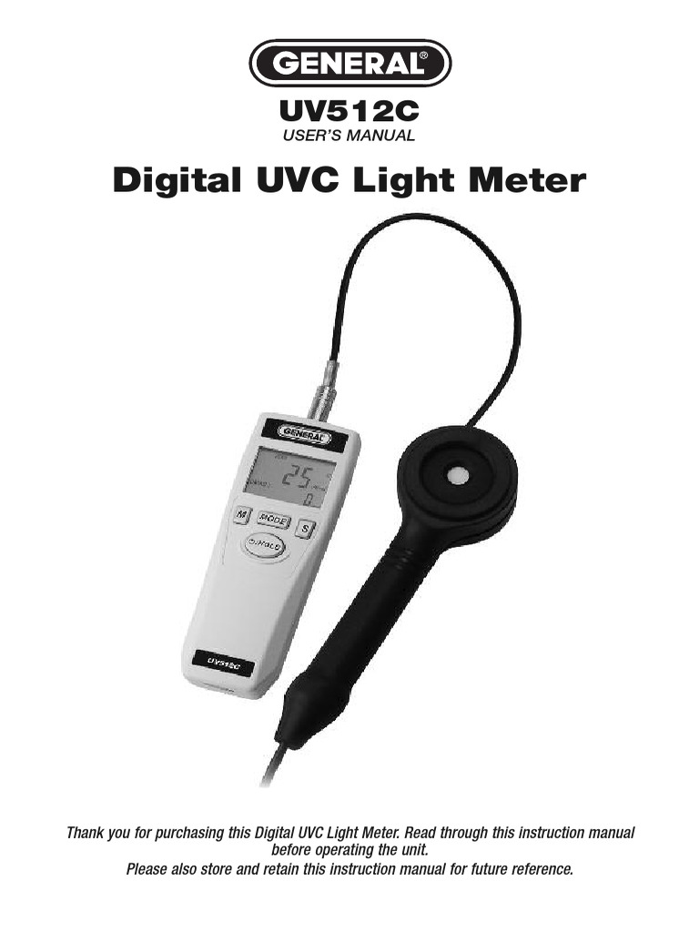 UV512C-Manual GT 012414 | PDF | Ultraviolet | Sensor