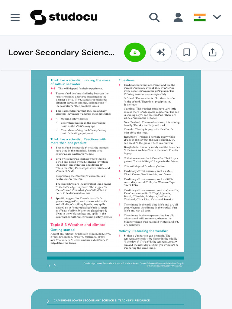 Lower Secondary Science 8 Learner Book Answers - Cambridge Lower ...