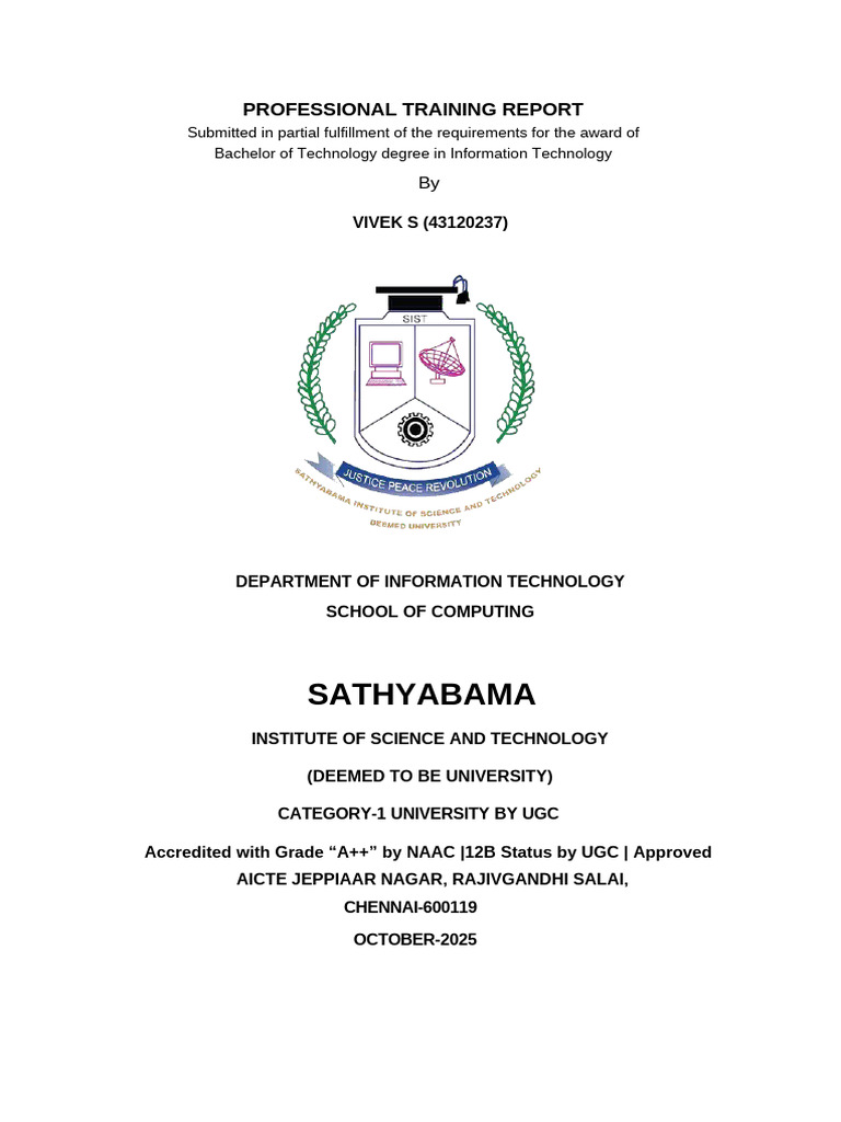 Sathyabama University Report Sample | PDF | Augmented Reality ...