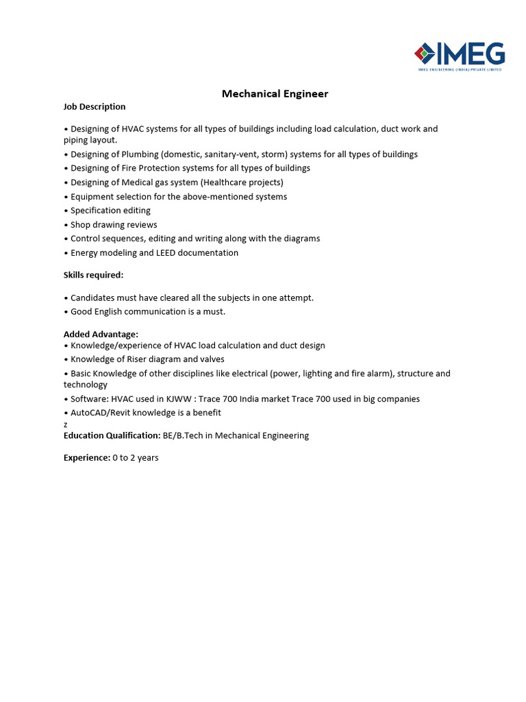 Mechanical Engineer | PDF